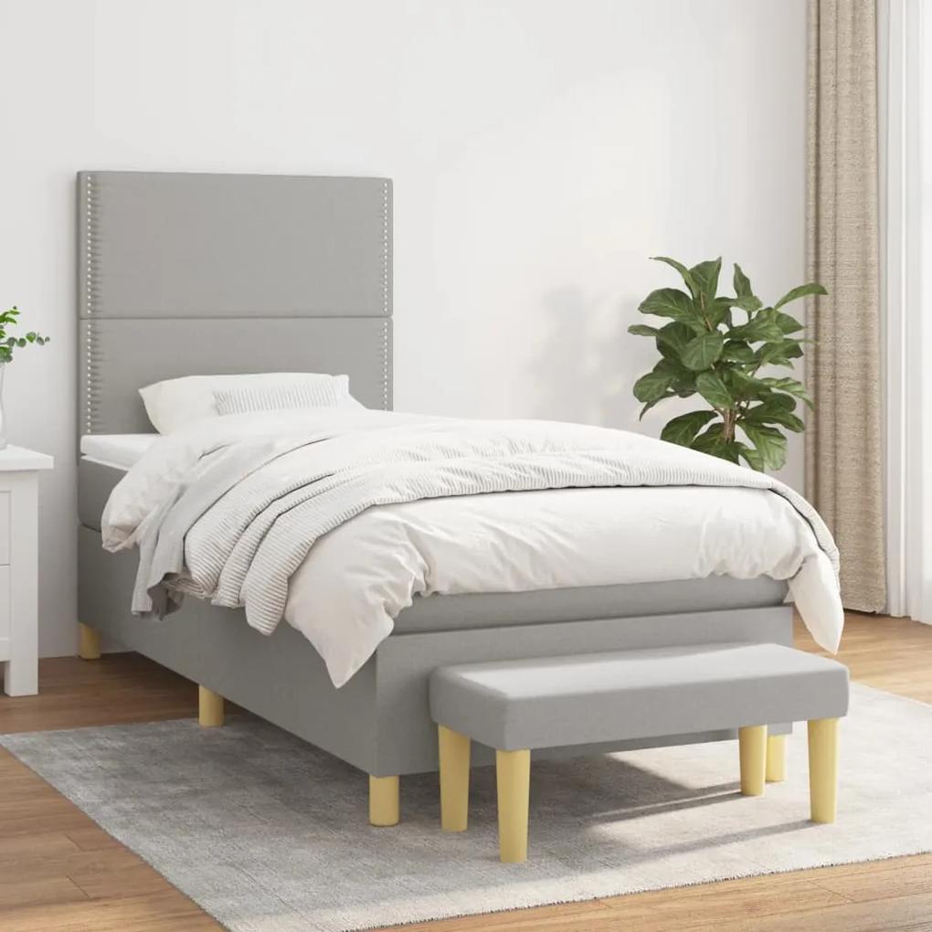Box spring postel s matrací světle šedá 90x190 cm textil,  3137037