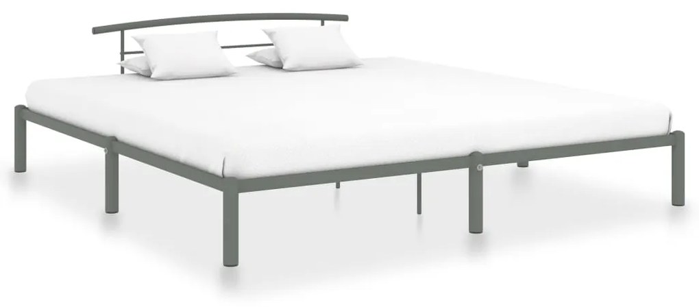 284706 vidaXL Rám postele šedý kov 200 x 200 cm