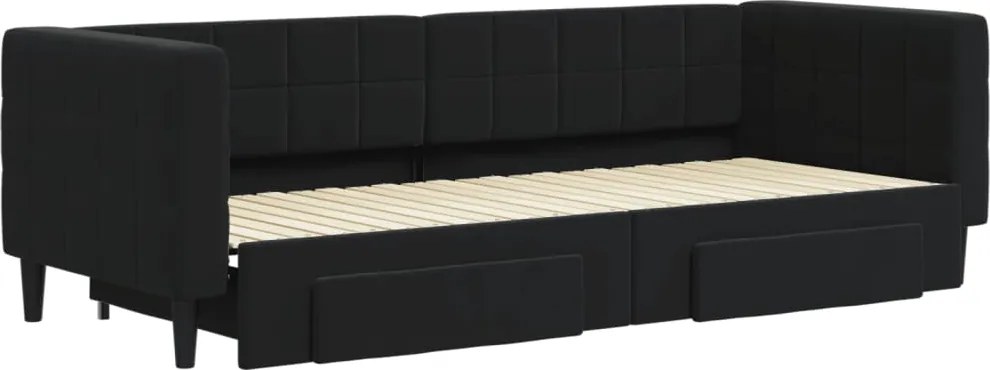 Válenda s přistýlkou a zásuvkami černá 80 x 200 cm samet 3196736