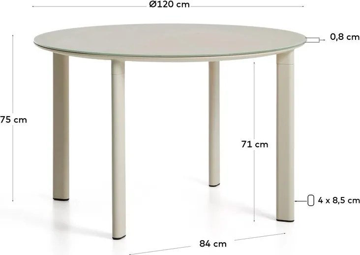 Kulatý zahradní jídelní stůl se skleněnou deskou ø 120 cm Erice – Kave Home