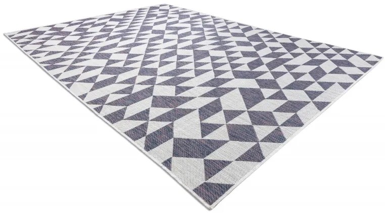 Dywany Łuszczów Kusový koberec Sion Sisal Triangles 22373 ecru/blue-pink – na ven i na doma - 140x190 cm