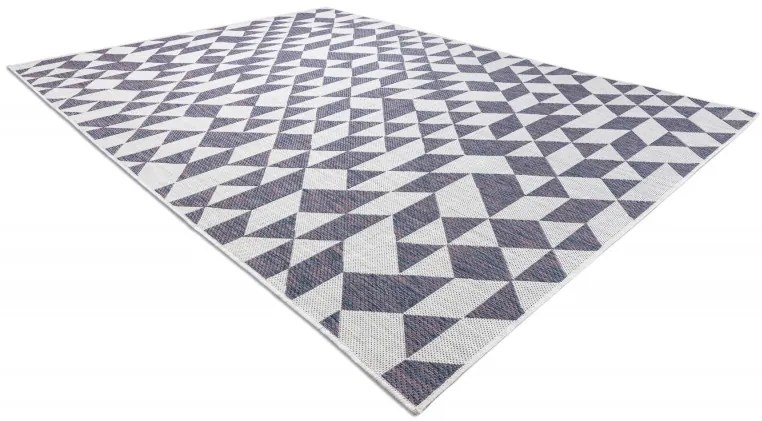 Dywany Łuszczów Kusový koberec Sion Sisal Triangles 22373 ecru/blue-pink – na ven i na doma - 160x220 cm