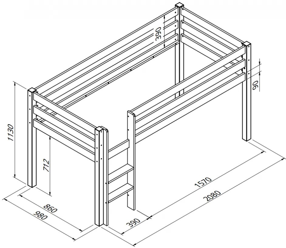 Dětská patrová postel ANDY 90 buk natur s matrací ELASTIK - SET