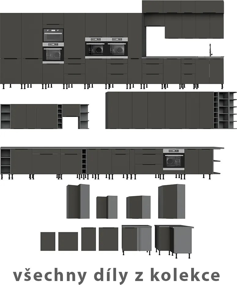 ARIA pi | horní skříňka 40 G-72 1F policová | 40 cm | ANTI FINGERPRINT povrch | antracit/šedá grafit