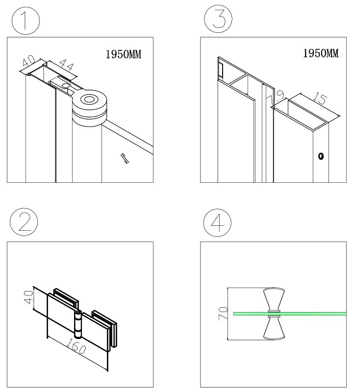 BPS-koupelny Zalamovací otočné sprchové dveře HYD-JSD01A 80 černá/transparent pro instalaci do niky - bez vaničky