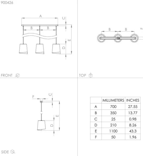 Eglo 900426 - Lustr na lanku BOLIVIA 3xE27/40W/230V
