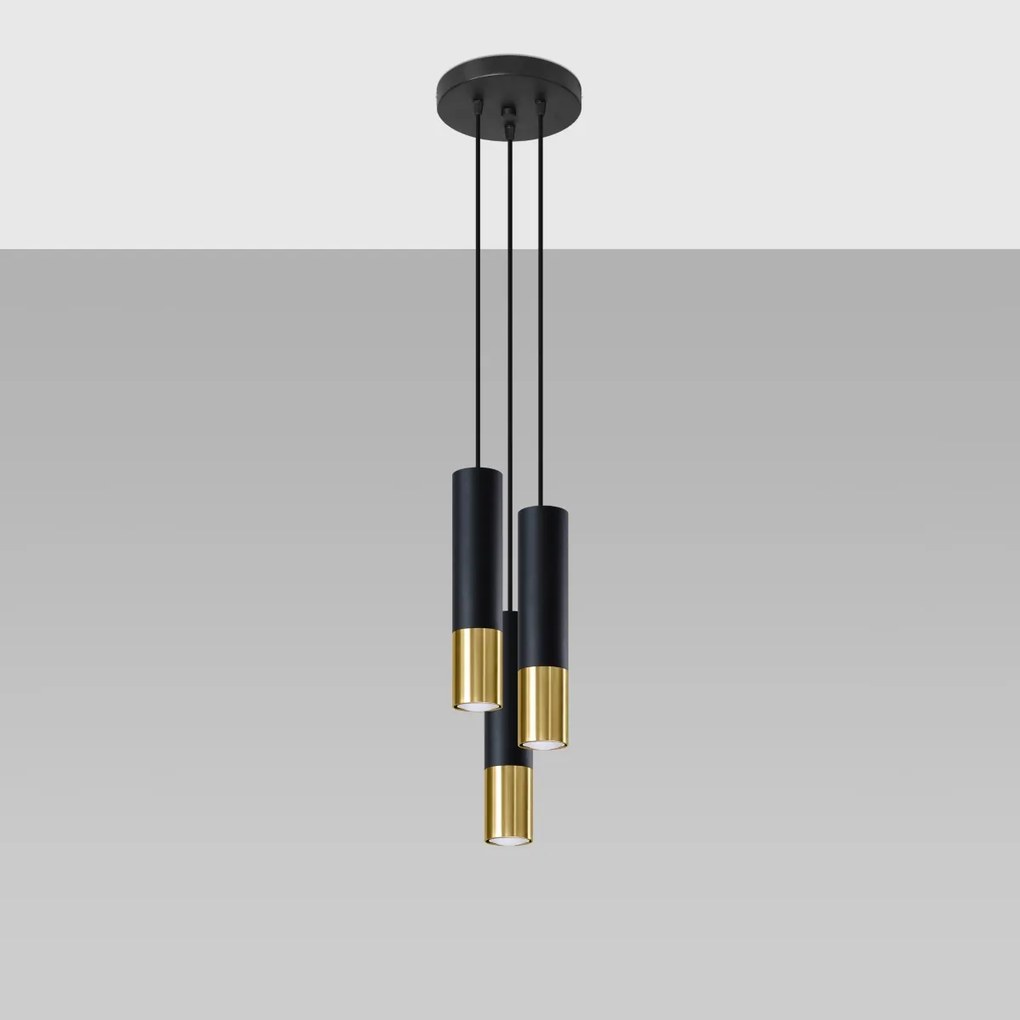 Sollux Lighting Závěsné svítidlo LOOPEZ 3P černé/zlaté
