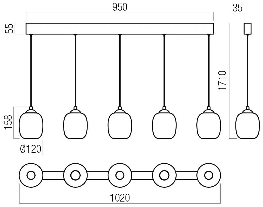 Světla a lustry REDO GROUP LED lustr nad stůl Redo Khadi 01-3490/26W/3000K/kouřové sklo