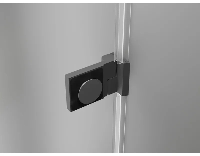 Mexen Lunar-B, výklopný sprchový kout levý 70 x 70 cm, 8mm čiré sklo, grafitový profil, 832-070-070-95-00-L