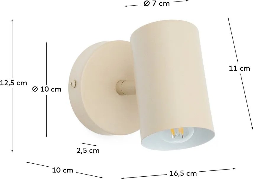 Béžové kovové nástěnné svítidlo Manie – Kave Home