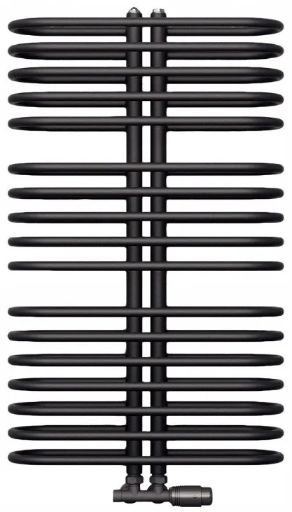 Regnis LEVEL II, topné těleso 600x1580mm se středovým připojením 50mm, 1498W, černá matná, LEVEL1580/600/D50/BLACK