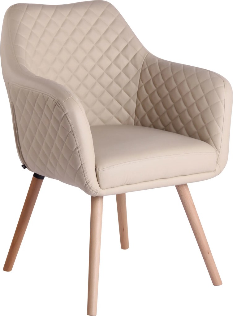 Jídelní židle Gent umělá kůže přírodní konstrukce – krémová
