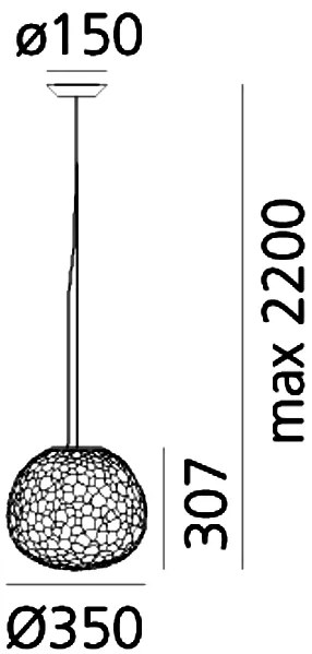 Artemide 1702010A Meteorite suspension 35, závěsné designové svítidlo z foukaného skla, 1x150W E27, prům. 35cm