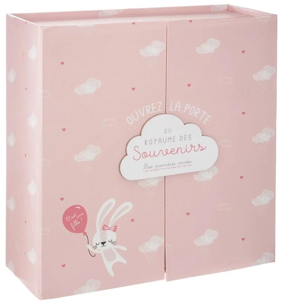 Krabice, organizér se zásuvkami pro suvenýry pro dítě, dárek k narození dítěte, růžová barva, Baby Birth Box