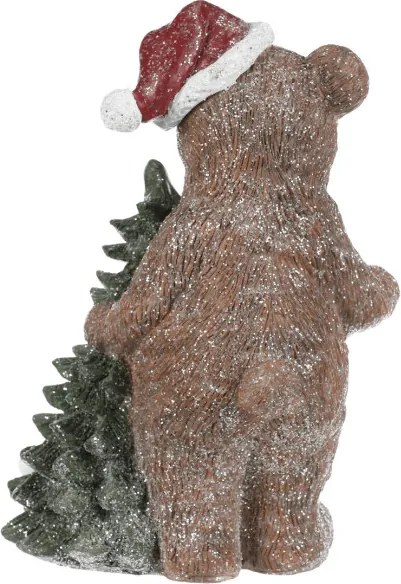 Vánoční figurka medvěda se stromkem a LED osvětlením (2 ks)