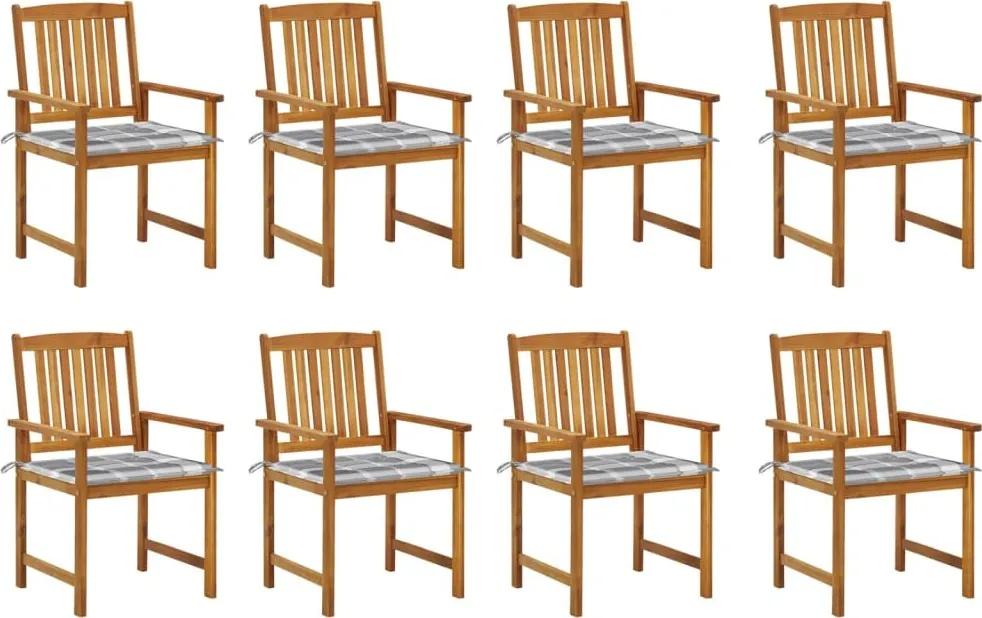 vidaXL Zahradní židle s poduškami 8 ks masivní akáciové dřevo [3078172] Barva: Šedá