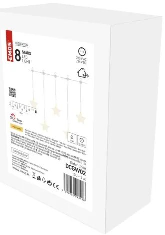 LED vánoční závěs EMOS DCGW02 ZY2264 hvězdy 80cm teplá bílá s časovačem
