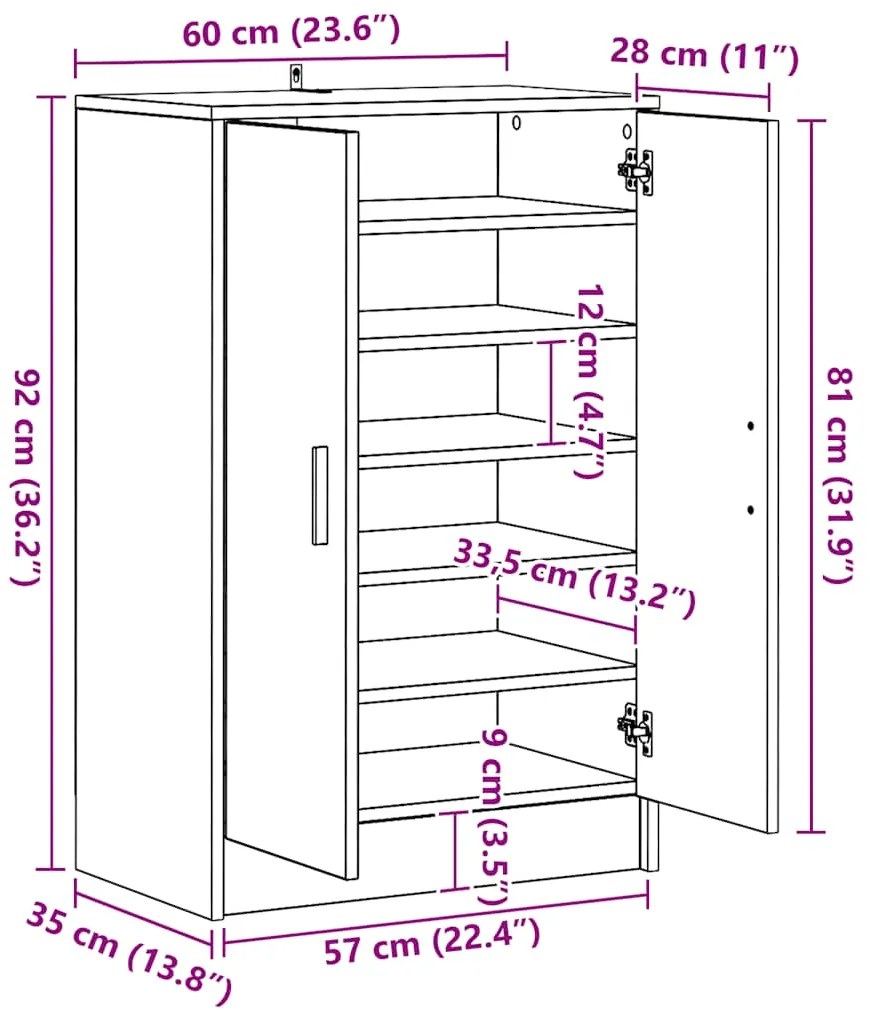 vidaXL Marketos Botník bílý 60 x 35 x 92 cm kompozitní dřevo