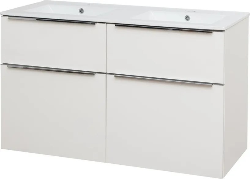 Mereo Mereo, Mailo, koupelnová skříňka s keramickým umyvadlem 121 cm, bílá, dub, antracit, CN513