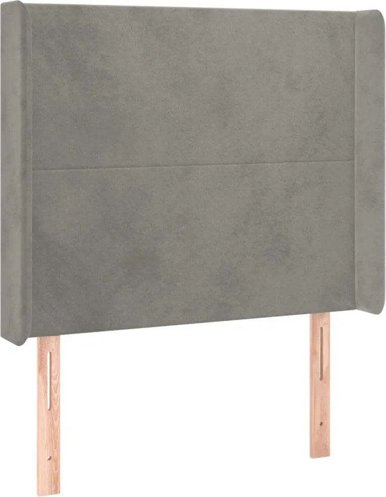 Box spring postel s matrací a LED světle šedá 100x200 cm samet 3139427