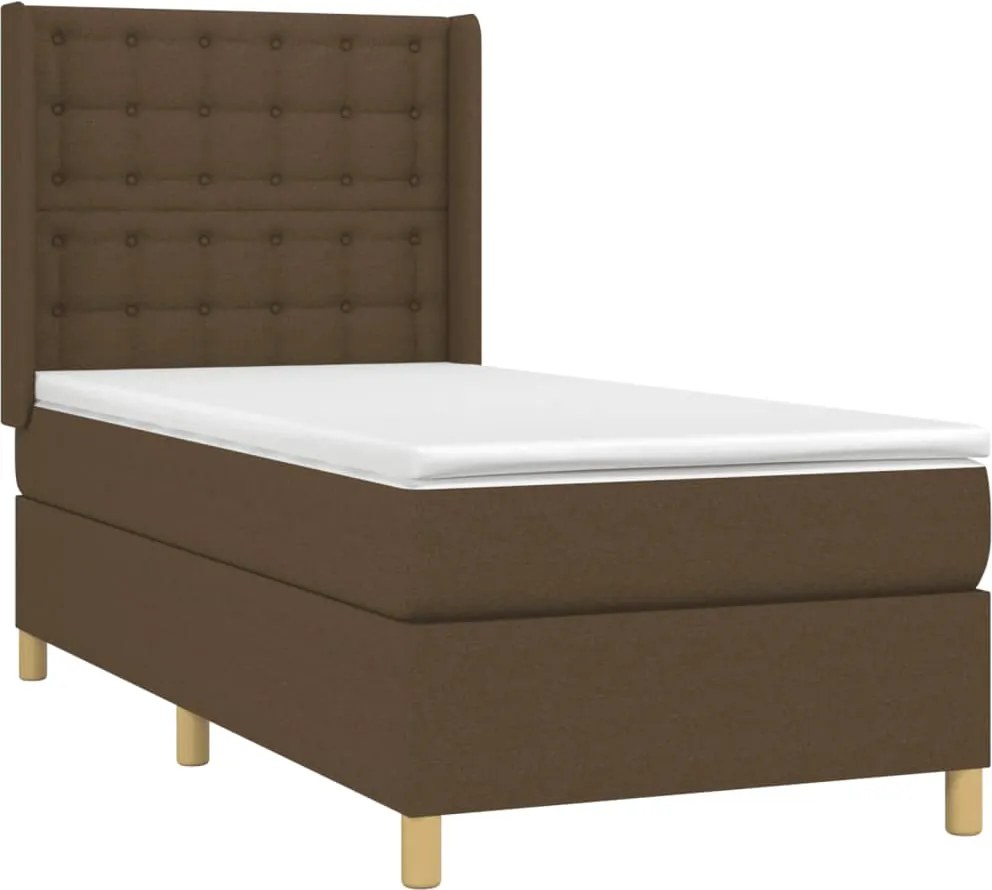 Box spring postel s matrací a LED tmavě hnědá 90x190 cm textil 3139160