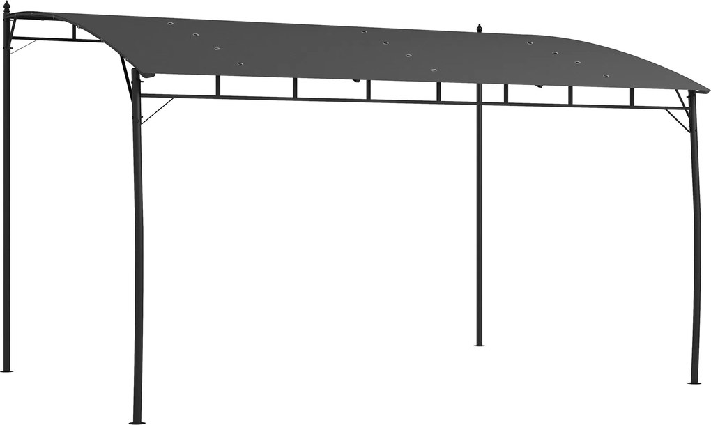 Zahradní pergola Outsunny s 12 odvodňovacími otvory, kovová konstrukce s polyesterovou střechou, 8 rozšiřovacími šrouby a 8 kotvami do země, 400x296x2