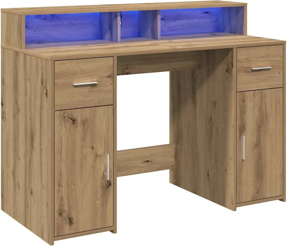 Psací stůl s LED dub artisan 120 x 55 x 91 cm kompozitní dřevo 3309419