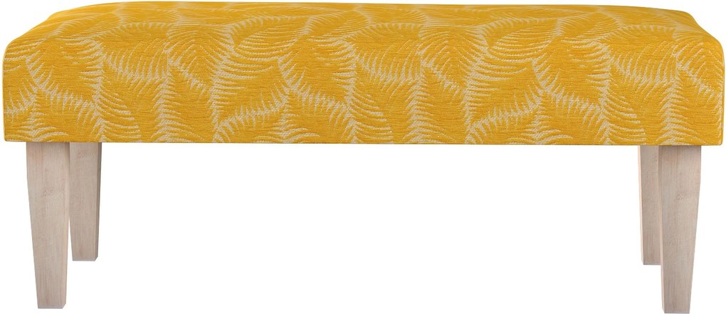 Dlouhá lavička 100x40cm barva žlutá látka pletený vzor, vzorované
