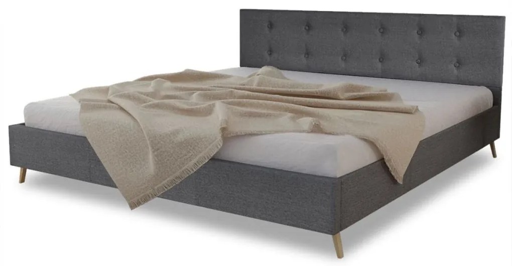 Vysoce kvalitní postel Extro - dřevo - textilní čalounění - tmavě šedá | 160x200 cm