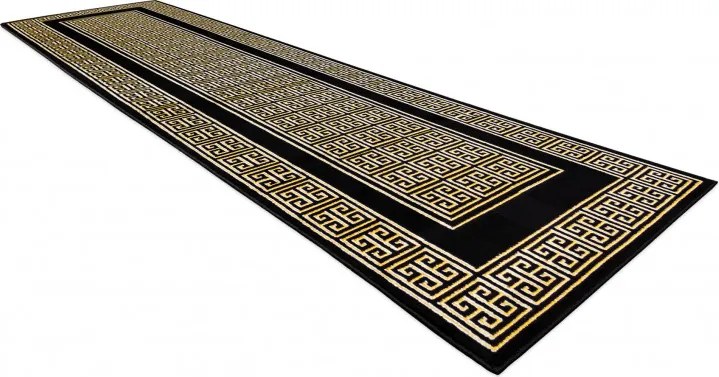 Dywany Łuszczów, Běhoun Gloss 6776 86 greek black/gold, 60x300, žlutá, kancelář