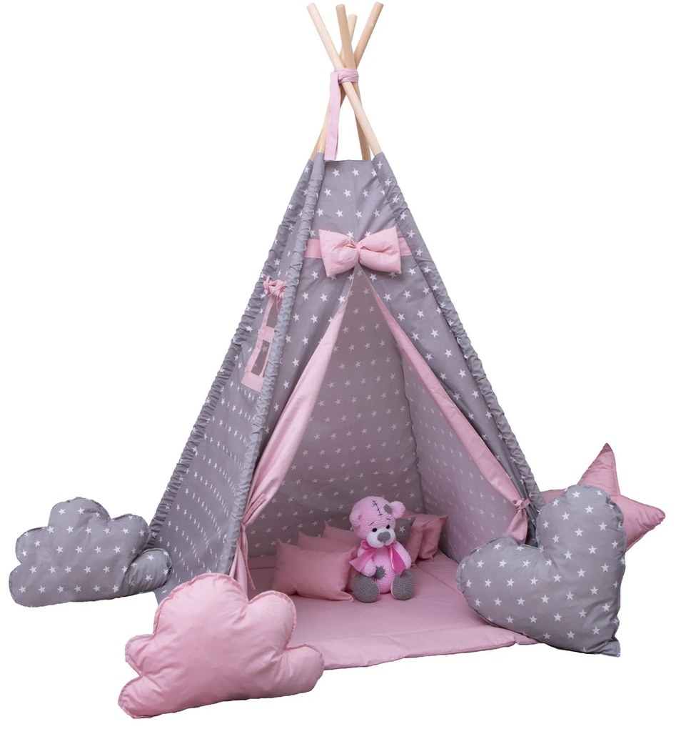 Dětský stan babytýpka teepee stars pink
