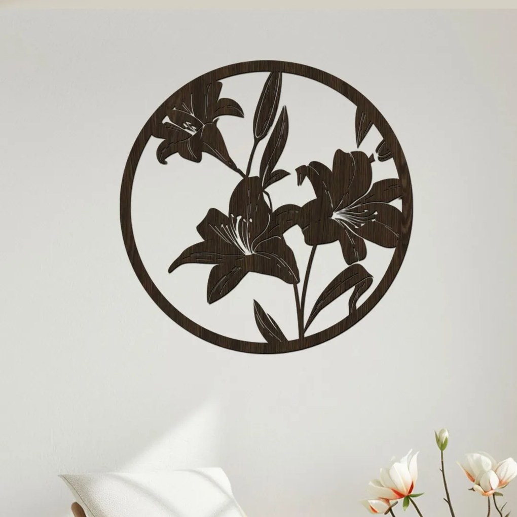 dřevo života Dřevěná dekorace LILIE Zvolte rozměr (cm): 80, Zvolte barvu dekoru: Horský dub