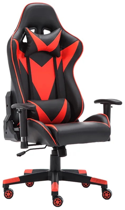 Herní židle CARPI — ekokůže, černá/červená, s bluetooth reproduktory, nosnost 150 kg