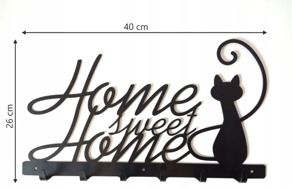 RMP Nástěnný kovový věšák Home sweet home 40x28x3cm černý