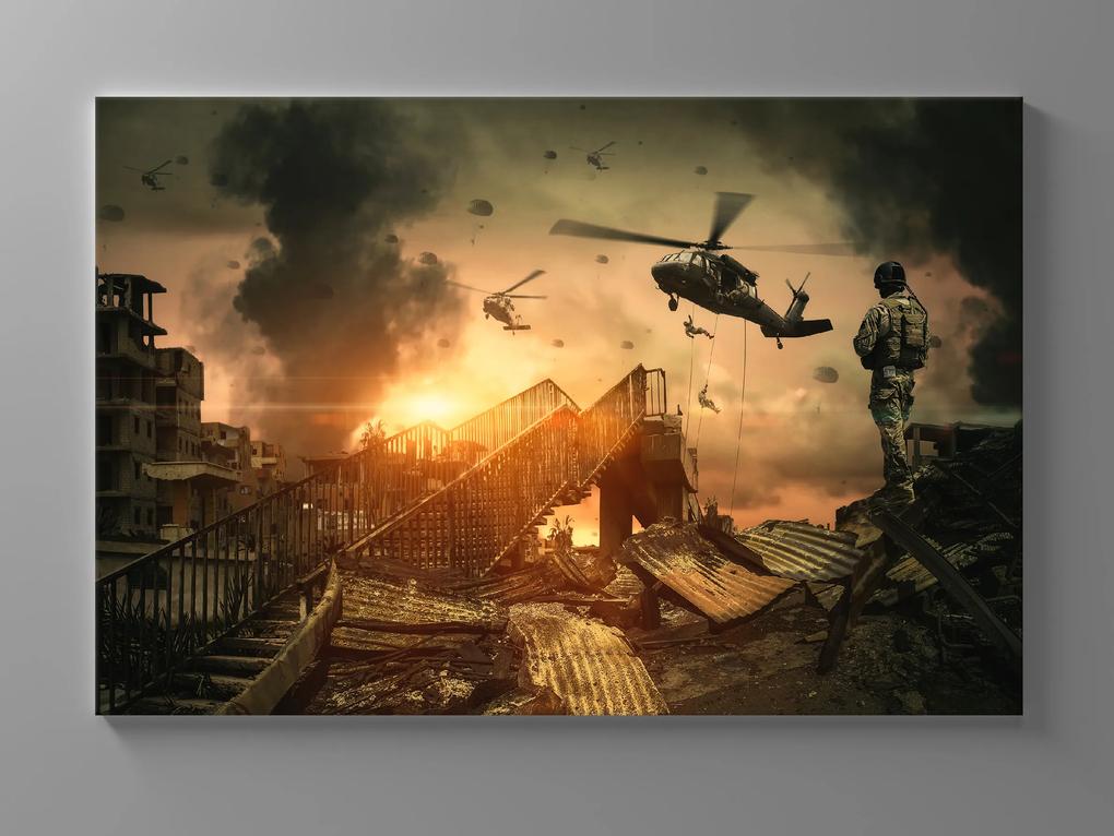 Liox Obraz vojáci a helikoptéry Rozměr: 100 x 65 cm