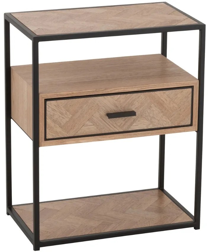 OnaDnes -20% Dřevěný noční stolek J-line Zigtem 50 x 30 cm s černou konstrukcí