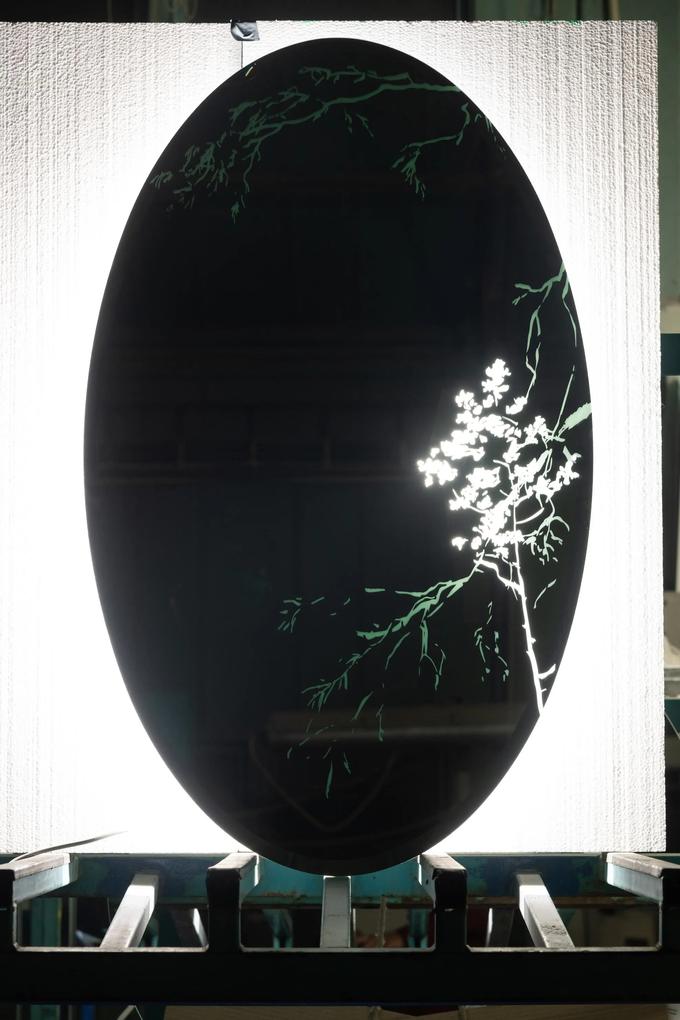 Amirro 100 x 60 cm Borovice svítí jako měsíc  pískované zrcadlo, podsvícení 1/5 STOD007