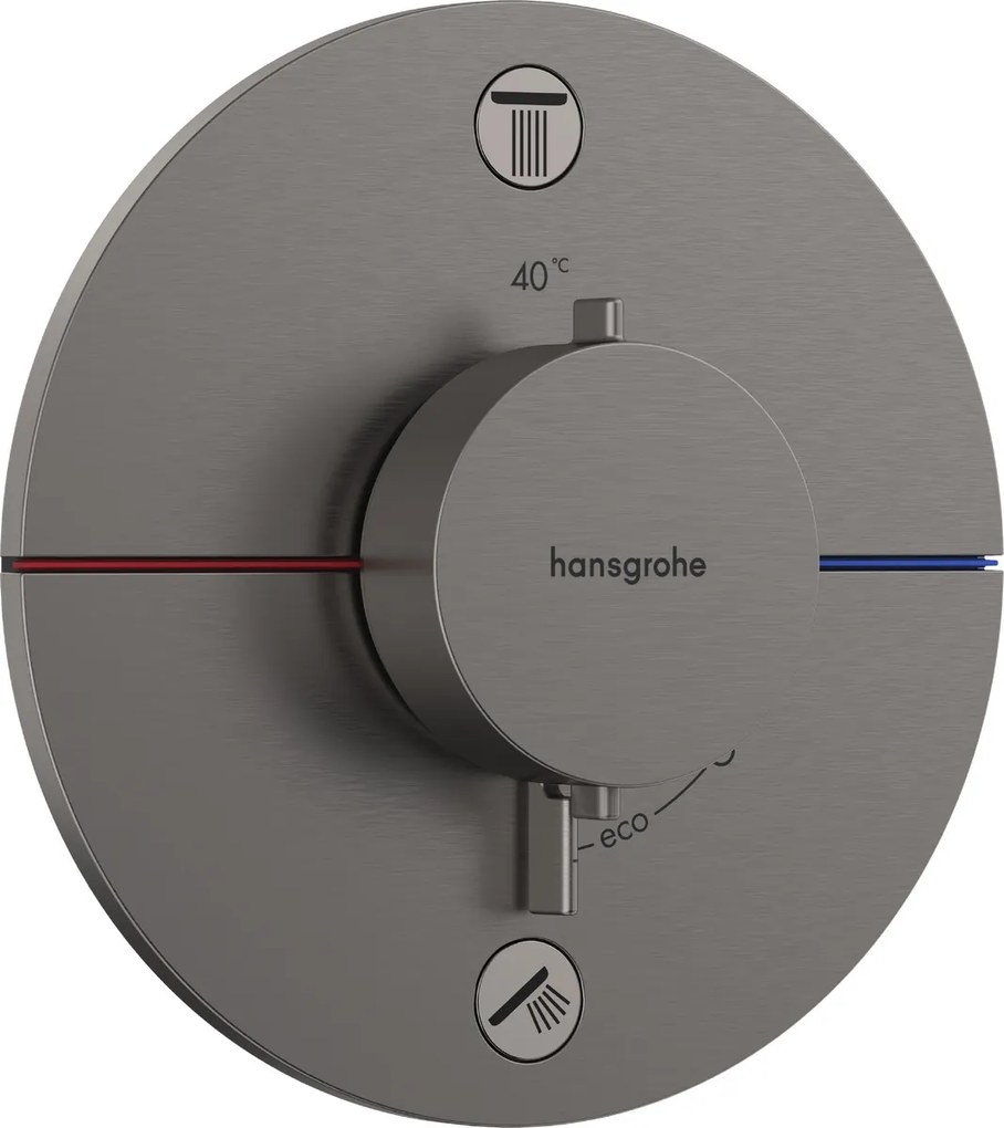 Hansgrohe ShowerSelect Comfort S, termostat pod omítku pro 2 spotřebiče, kartáčovaný černý chrom, HAN-15554340