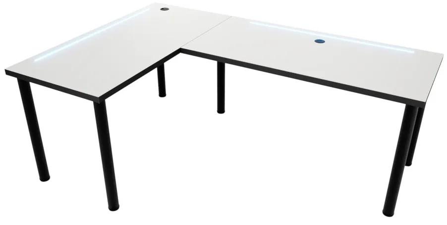 Expedo Počítačový rohový stůl LOOK N s LED, 200/135x73-76x65, černá, levý