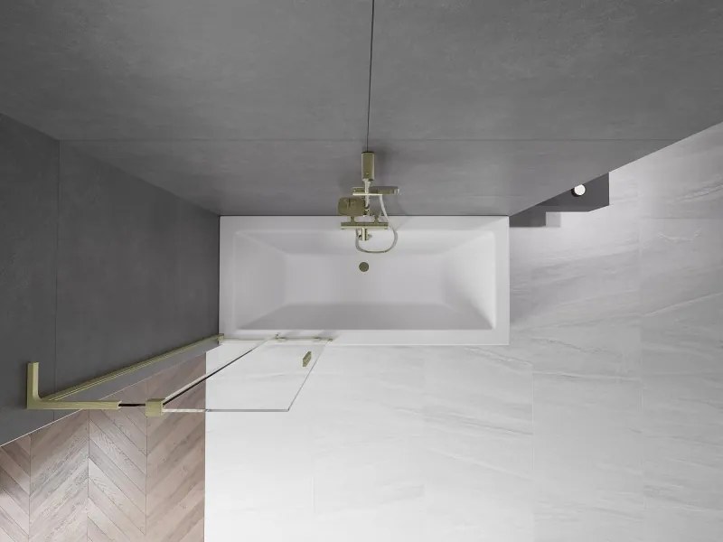 Mexen Velar L, 2-křídlová posuvná vanová zástěna 75 x 150 cm, 8mm čiré sklo, zlatý matný profil, 896-075-003-01-55