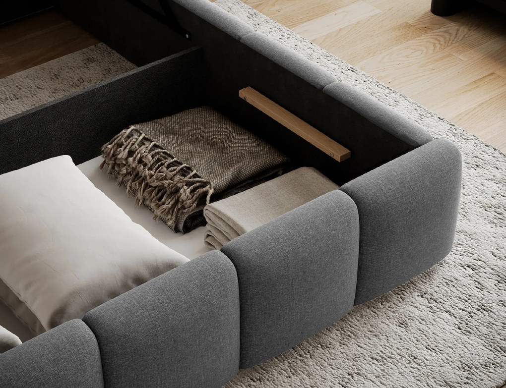 Postel Edvige + Dřevěný rám + plynový výtah + kontejner 140x200