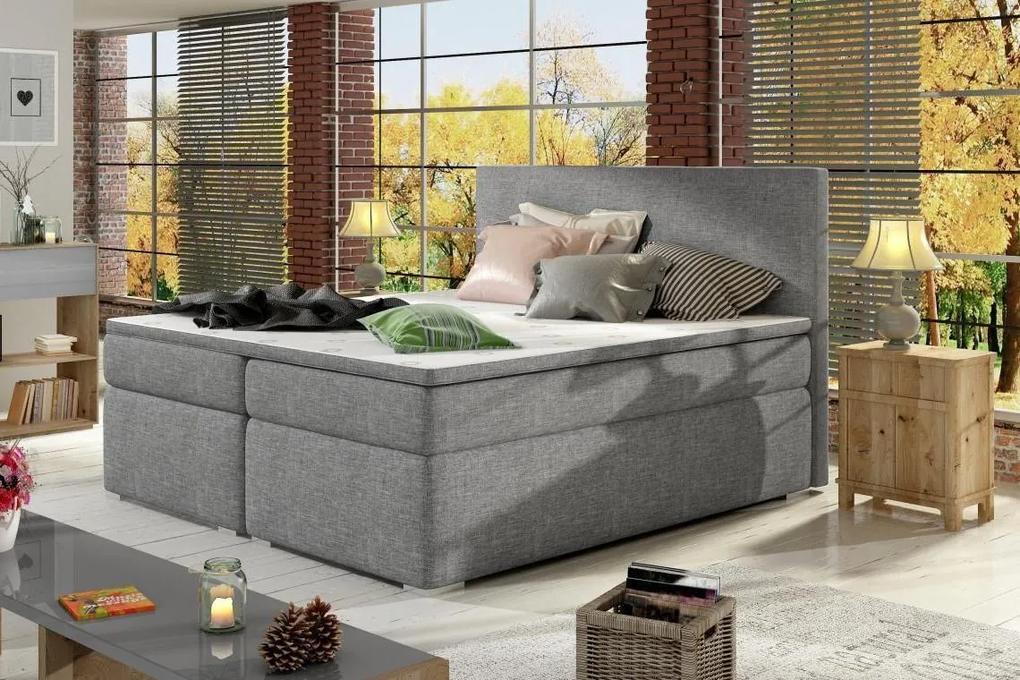 ZETKA DIVALO 180x200 moderní boxspring postel s úložným prostorem šedá
