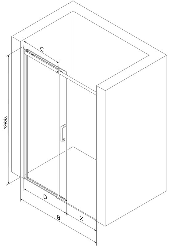 Mexen OMEGA posuvné sprchové dveře do otvoru 140 cm, 825-140-000-01-00