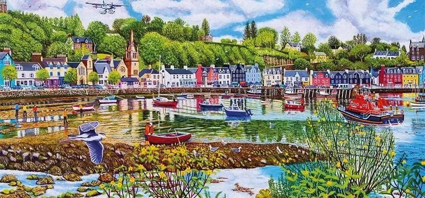 Gibsons panoramatické puzzle odliv a příliv v tobermory 636 dílků