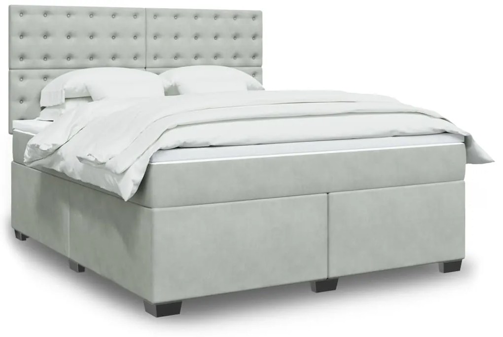Box spring postel s matrací světle šedá 180x200 cm samet 3290990