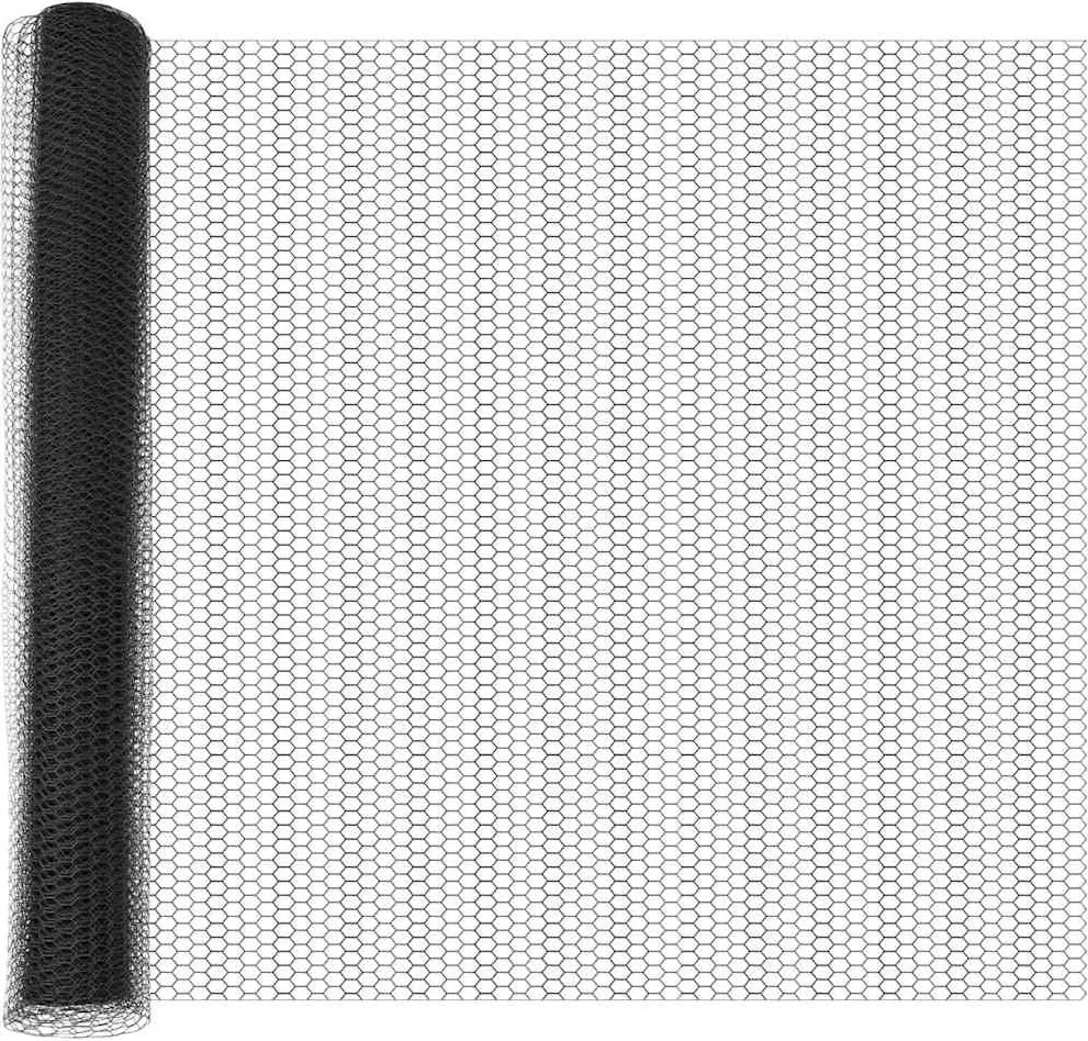 Hexagonální plot s podpěrou 50 x 1,2 m Ocel potažená PVC Šedá 3353275