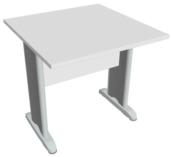 Stůl jednací rovný 80 cm - Hobis Cross CJ 800 Dekor stolové desky: bílá, Dekor lamino podnože: bílá, Barva nohou: Stříbrná