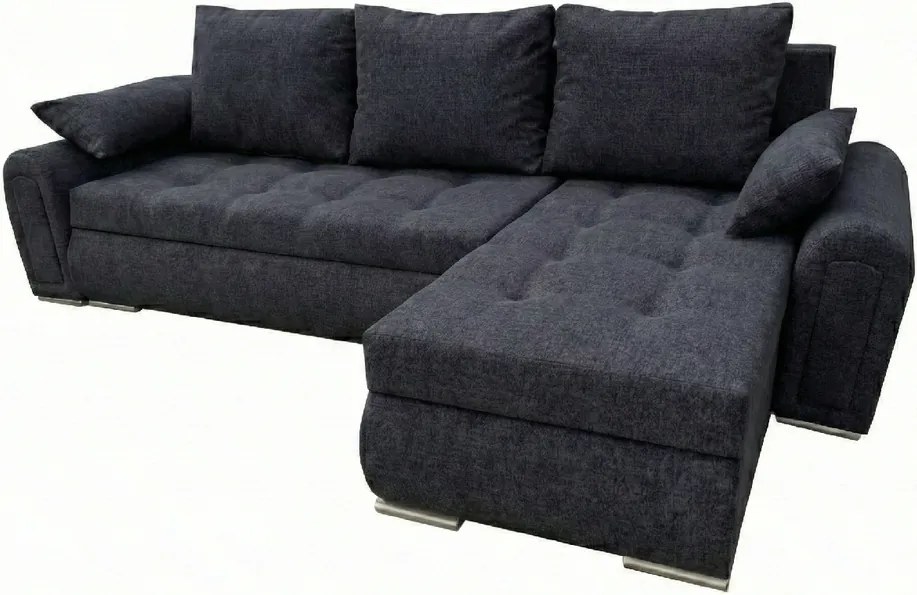 Rohová rozkládací sedací souprava do L AMBRA, 245 cm, s úložným prostorem Roh pohovky: Pravý roh, Barva látky Monolith: Tmavě šedá (Monolith 92)