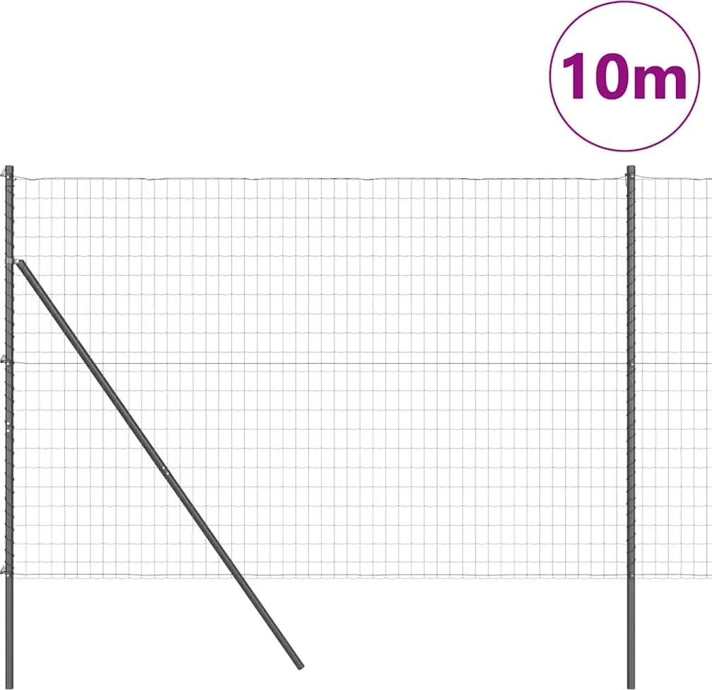 Euro plotové kotvení 10 x 1,6 m Ocel potažená PVC Šedá Síťovina 3350376