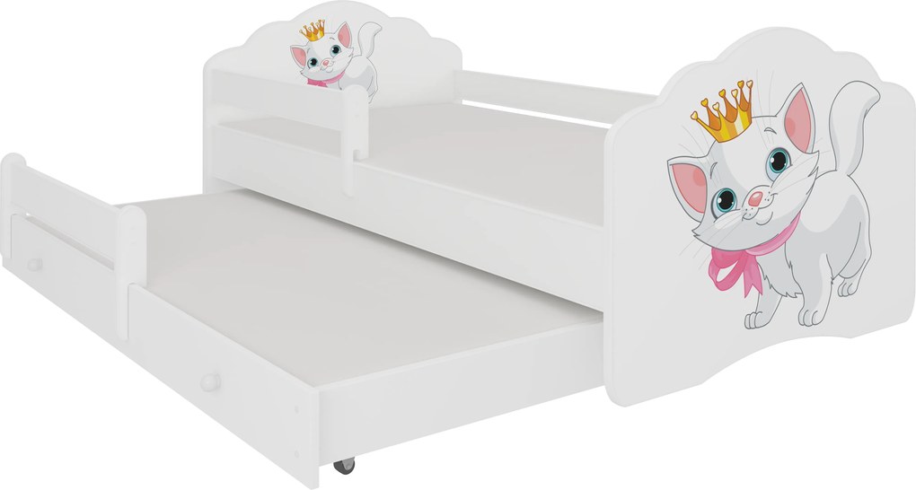 ADRK Furniture Dvojitá postel s bariérkou a matracemi CASIMO II CAT 160x80 CH-Cas-II- Bar-Cat-E112